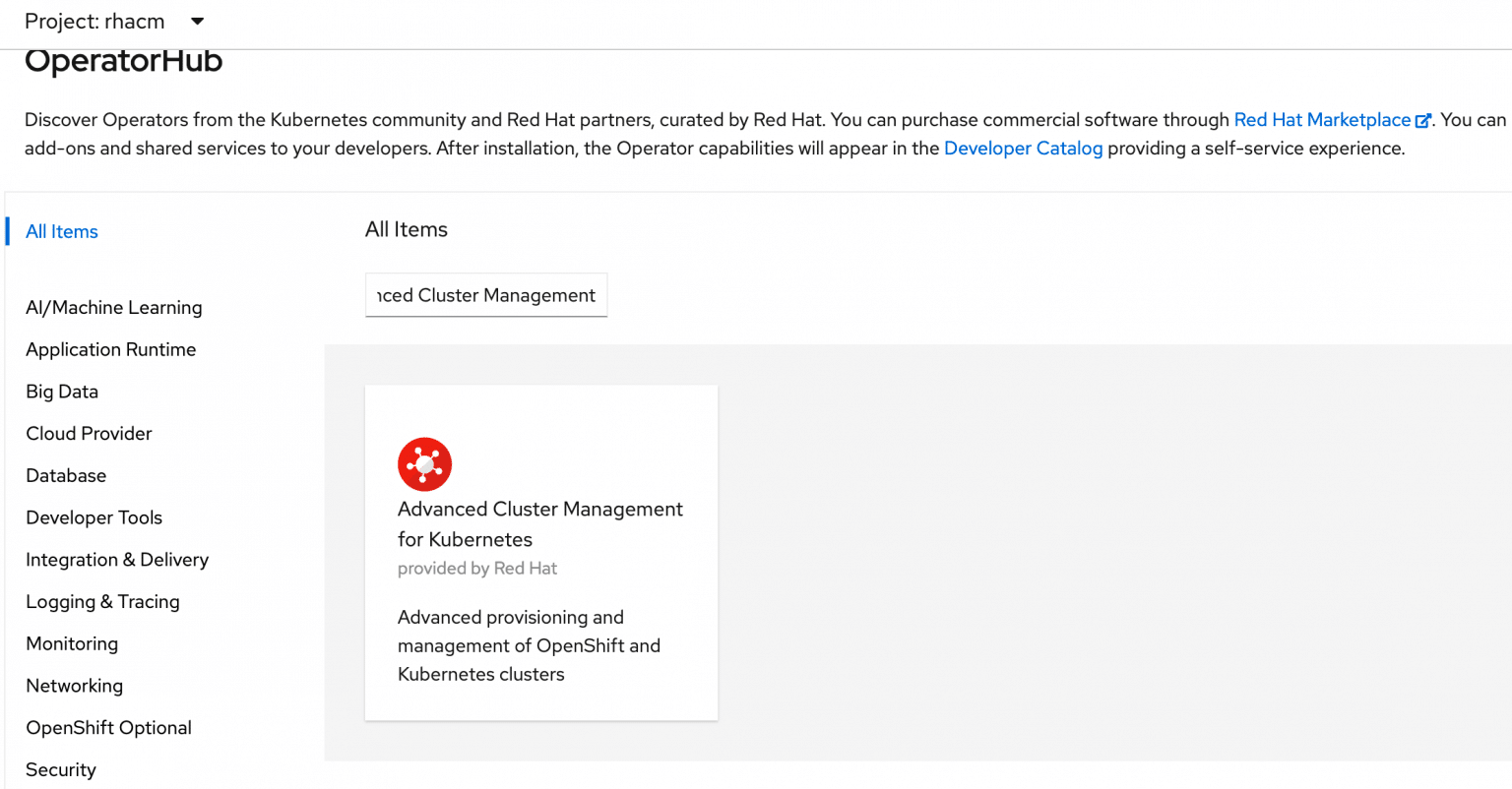 Install Red Hat Advanced Cluster Management On Openshift 4 X Computingforgeeks
