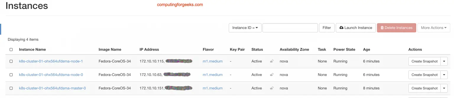 Create Kubernetes Cluster On Openstack Magnum With Fedora Coreos Computingforgeeks