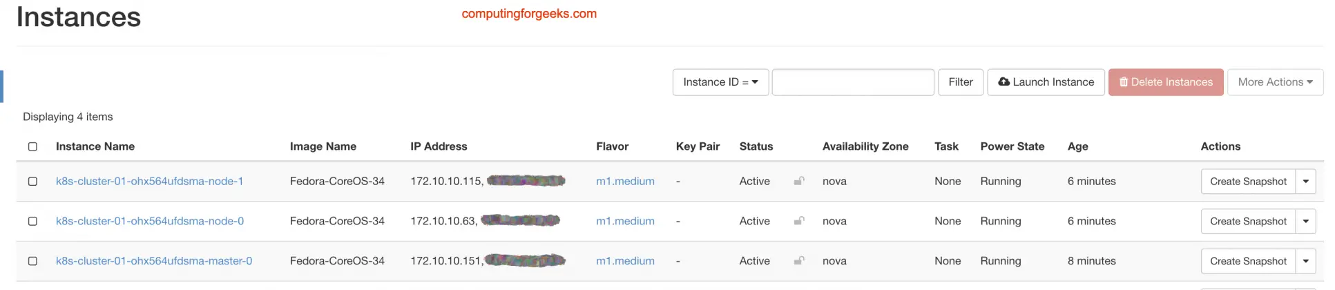 Create Kubernetes Cluster On Openstack Magnum With Fedora Coreos Computingforgeeks