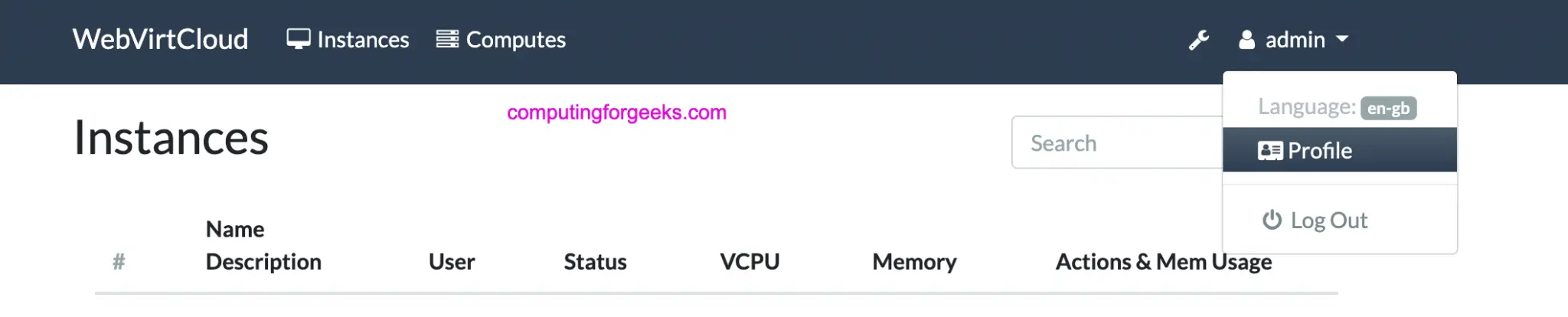 Install WebVirtCloud KVM Management on CentOS Stream 8 | ComputingForGeeks