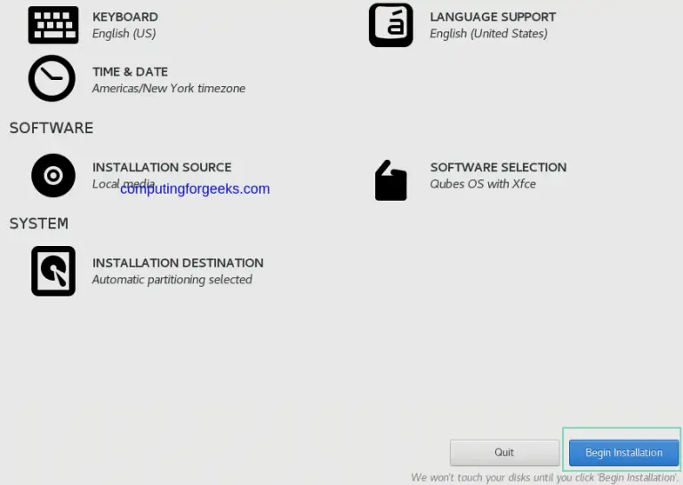 Install Qubes OS - Step by Step With Screenshots | ComputingForGeeks