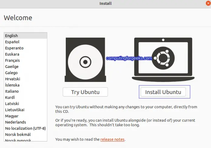Install Ubuntu 22.04 (Jammy Jellyfish) - Step by Step With Screenshots | ComputingForGeeks