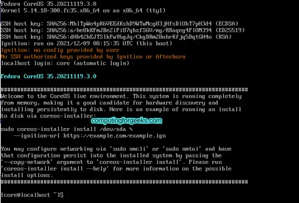 How To Run Fedora CoreOS (FCOS) on VirtualBox | ComputingForGeeks