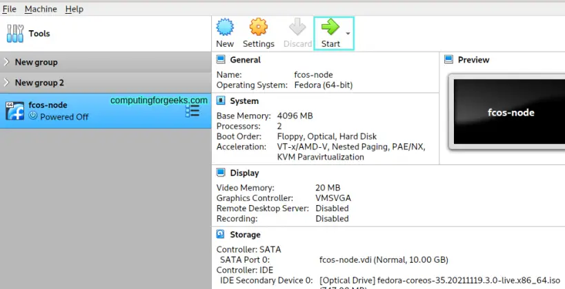 How To Run Fedora CoreOS (FCOS) on VirtualBox | ComputingForGeeks