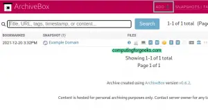 Install and use ArchiveBox self-hosted internet archiving | ComputingForGeeks