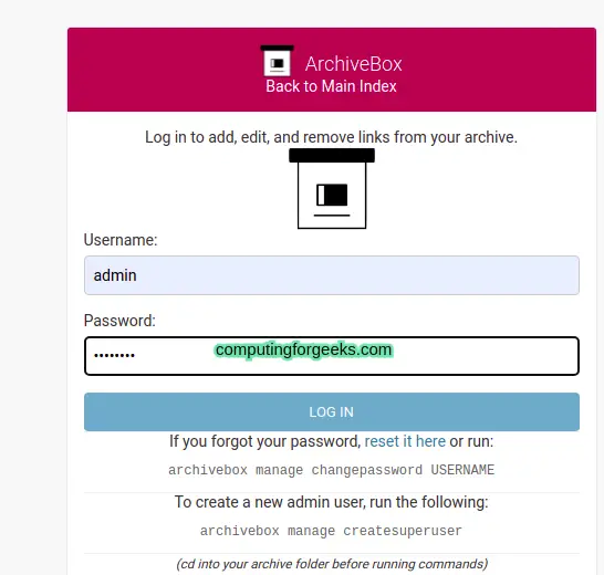 Install and use ArchiveBox self-hosted internet archiving | ComputingForGeeks