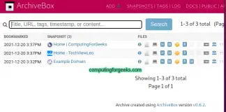 Install and use ArchiveBox self-hosted internet archiving | ComputingForGeeks