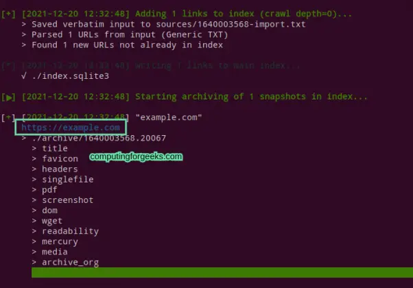 Install and use ArchiveBox self-hosted internet archiving | ComputingForGeeks