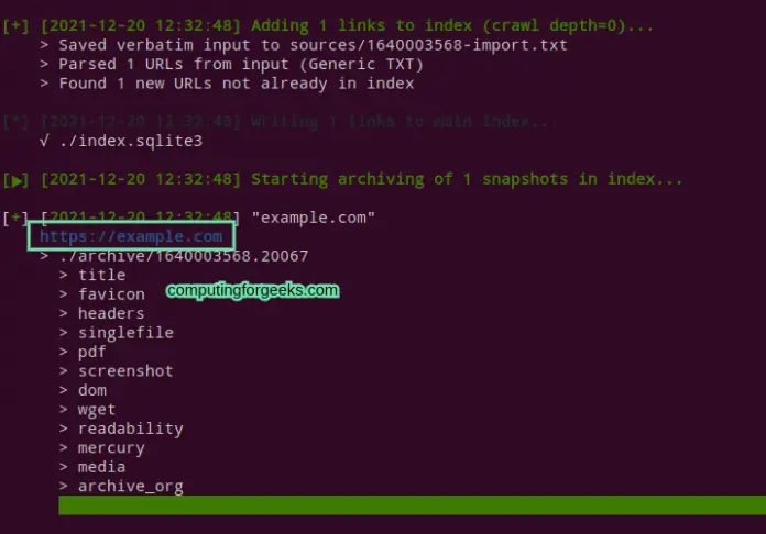 Install and use ArchiveBox self-hosted internet archiving | ComputingForGeeks