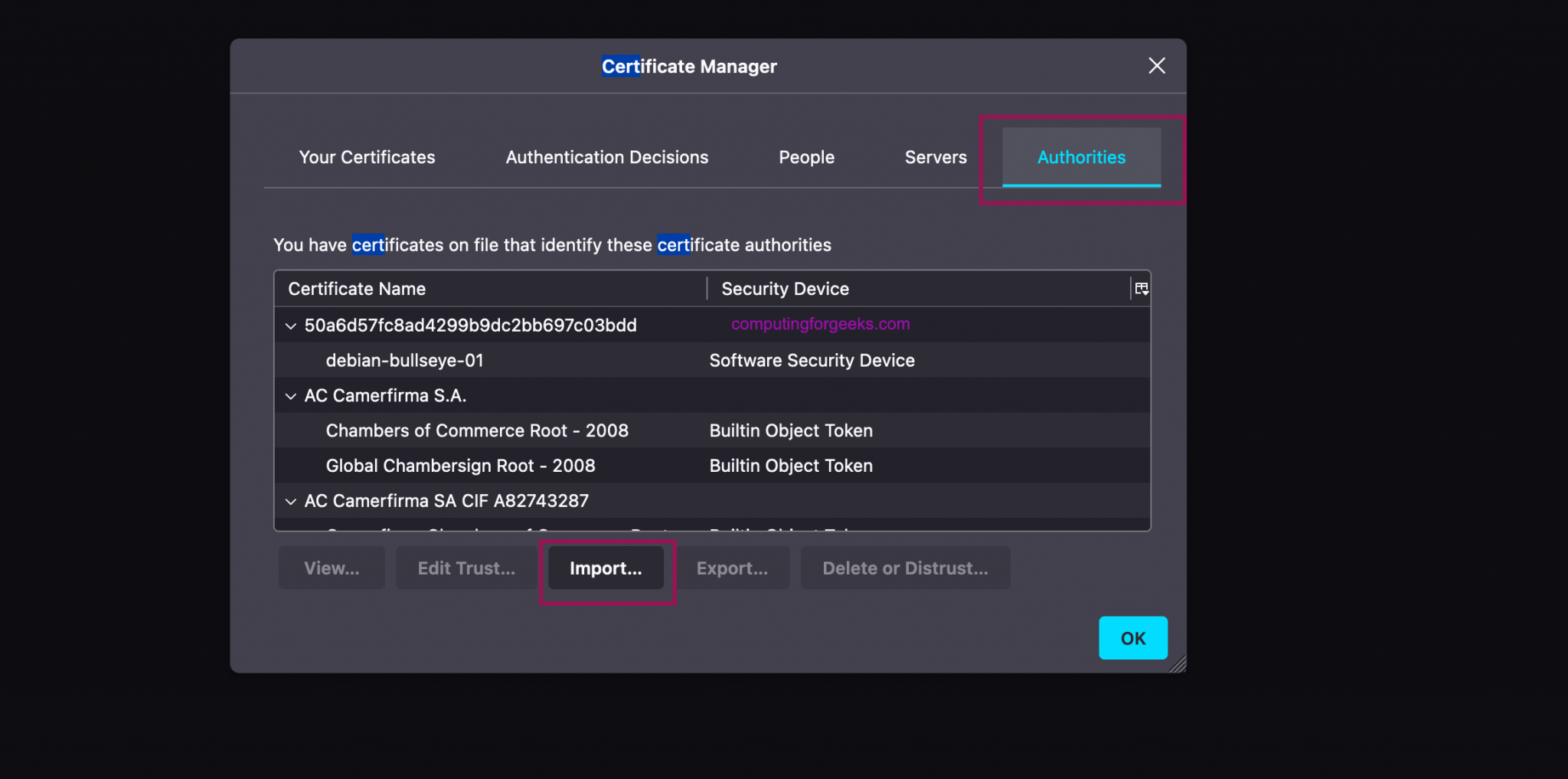 Configuring oVirt / RHEV Manager Certificate Security on browser | ComputingForGeeks