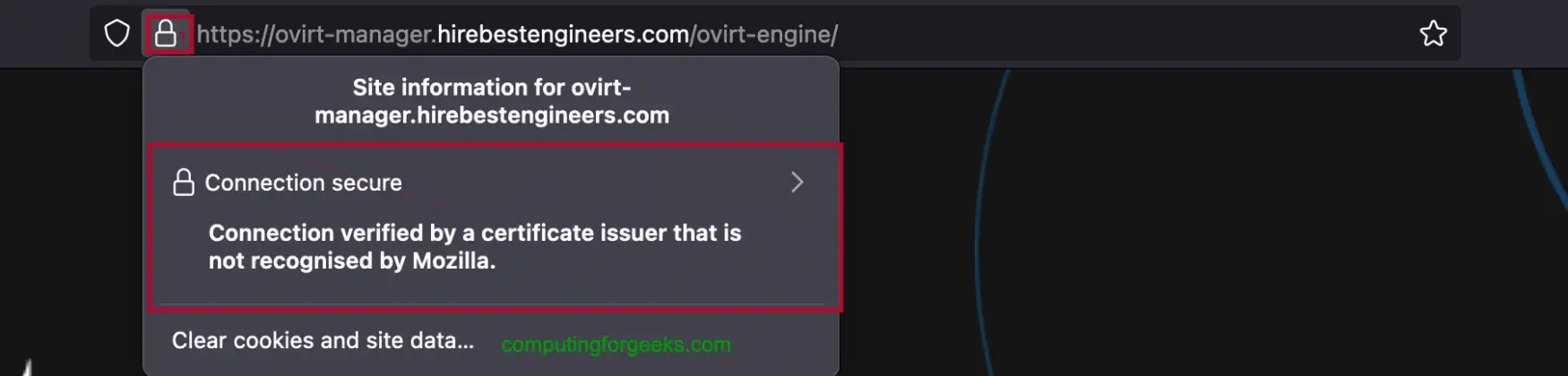 Configuring oVirt / RHEV Manager Certificate Security on browser | ComputingForGeeks