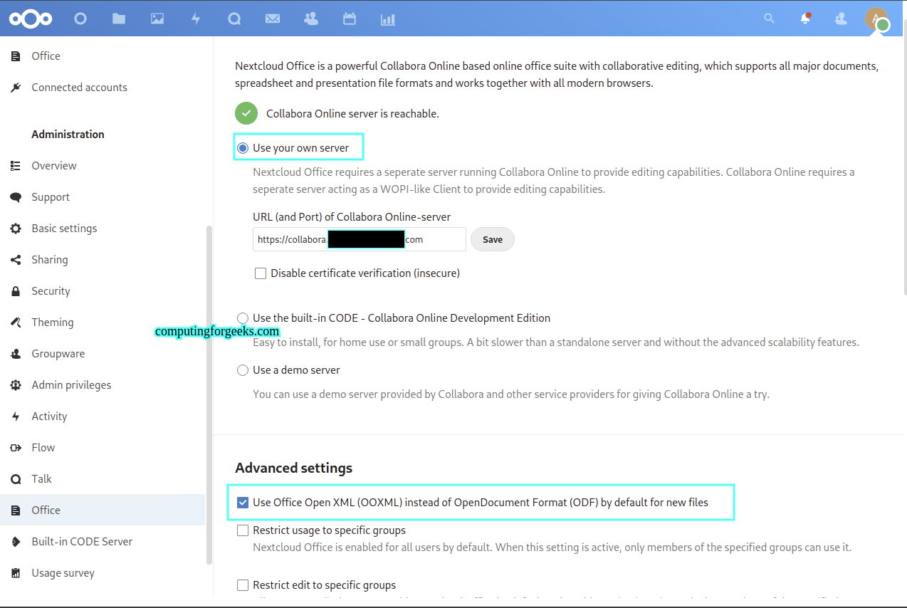 Deploy Collabora Online Office on Ubuntu with Let's Encrypt SSL | ComputingForGeeks