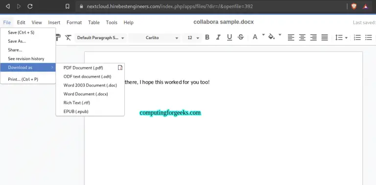 Deploy Collabora Online Office on Ubuntu with Let's Encrypt SSL | ComputingForGeeks