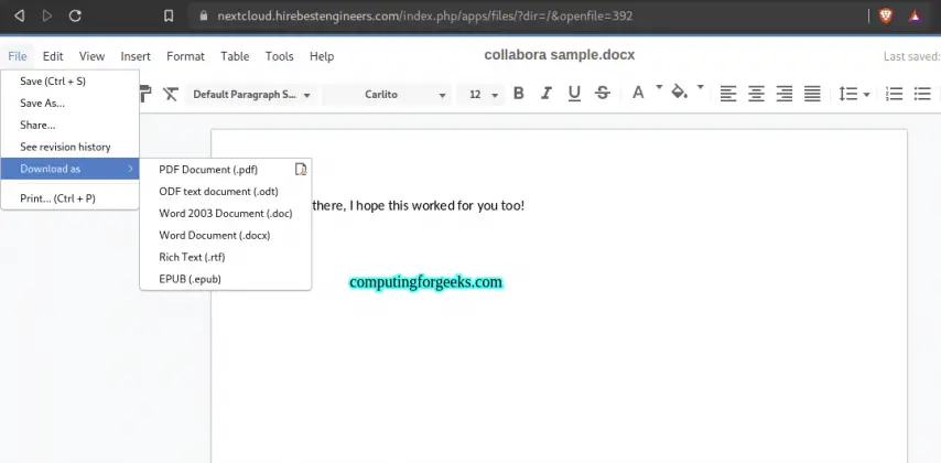 Deploy Collabora Online Office on Ubuntu with Let's Encrypt SSL | ComputingForGeeks