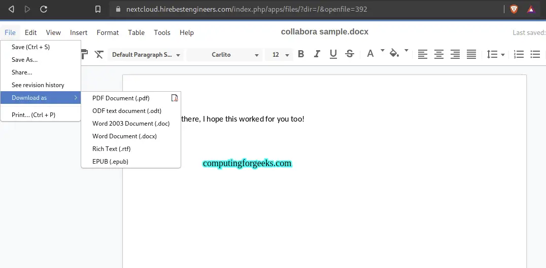 Deploy Collabora Online Office on Ubuntu with Let's Encrypt SSL | ComputingForGeeks