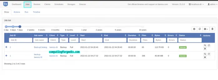 Install and Use Bareos Backup Solution on Debian 11|Debian 10 | ComputingForGeeks
