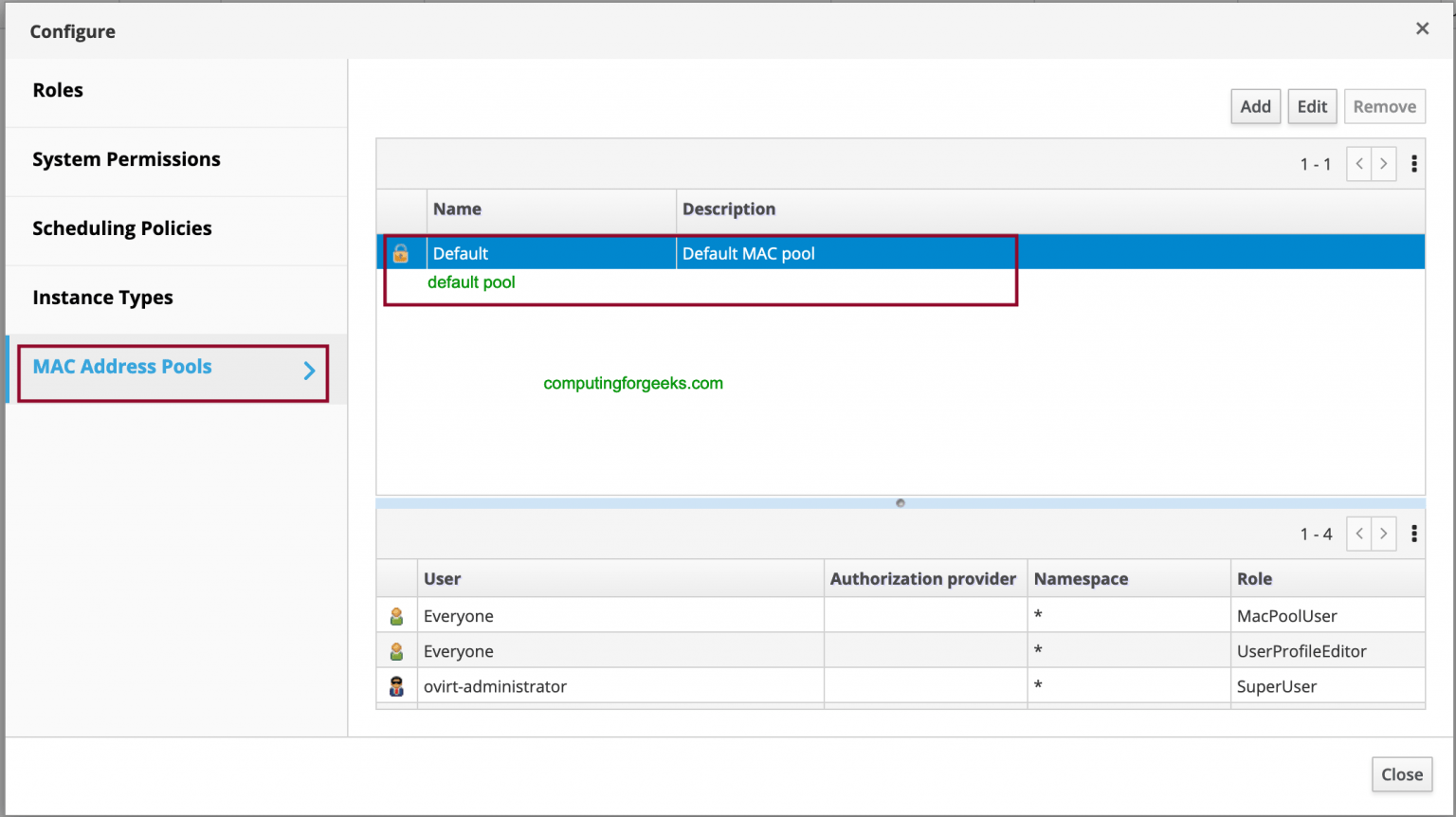 Creating Additional MAC Address Pools in oVirt / RHEV | ComputingForGeeks