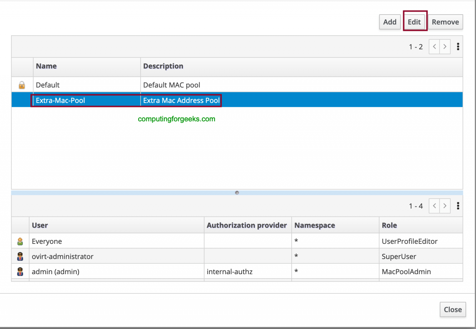 Creating Additional MAC Address Pools in oVirt / RHEV | ComputingForGeeks
