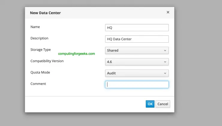 How To Create Data Center and Cluster in oVirt / RHEV | ComputingForGeeks