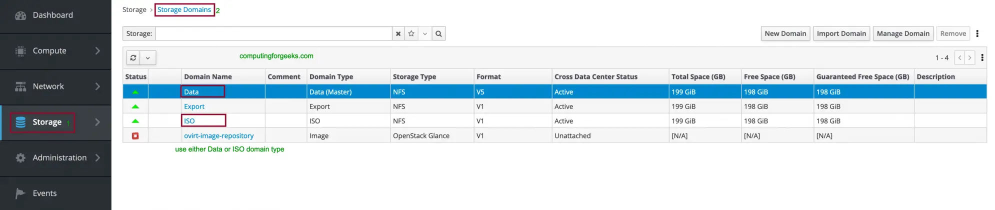 Upload And Use Iso Images On Ovirt Rhev Storage Domain Computingforgeeks