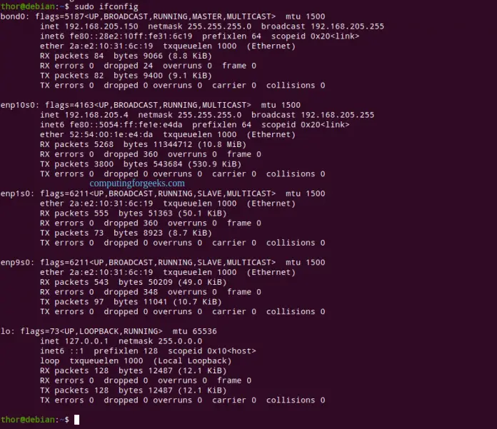 Configure Network NIC Teaming on Debian 12/11/10 | ComputingForGeeks
