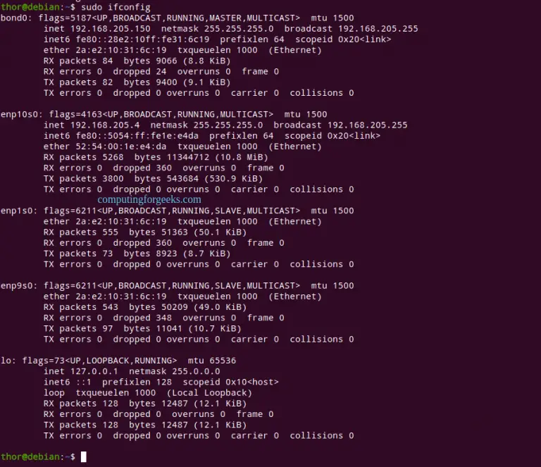 Configure Network NIC Teaming on Debian 12/11/10 | ComputingForGeeks