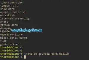 Easily Change Linux/macOS Terminal Theme using theme.sh | ComputingForGeeks