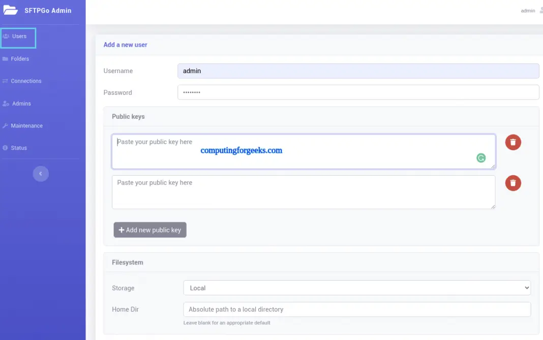 Setup Secure FTP Server(SFTP) with WebDAV using SFTPGo | ComputingForGeeks