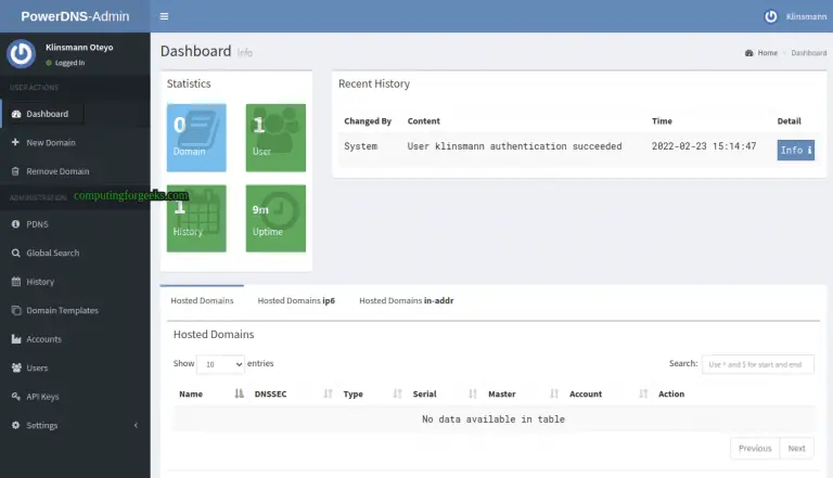 Install PowerDNS and PowerDNS Admin on Debian 12/11/10 | ComputingForGeeks