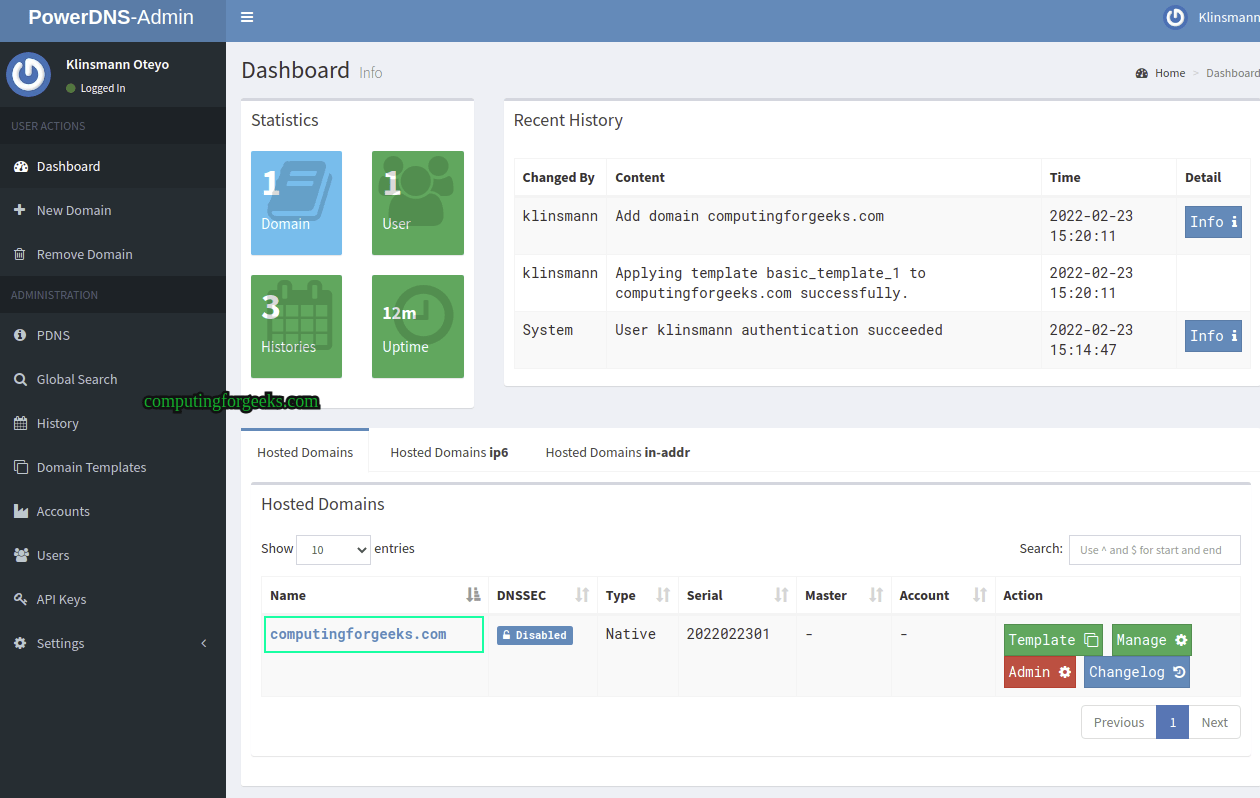 Install PowerDNS and PowerDNS Admin on Debian 12/11/10 | ComputingForGeeks