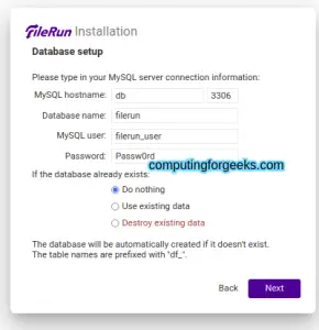 Running Filerun Storage Sync Server in Docker Container | ComputingForGeeks