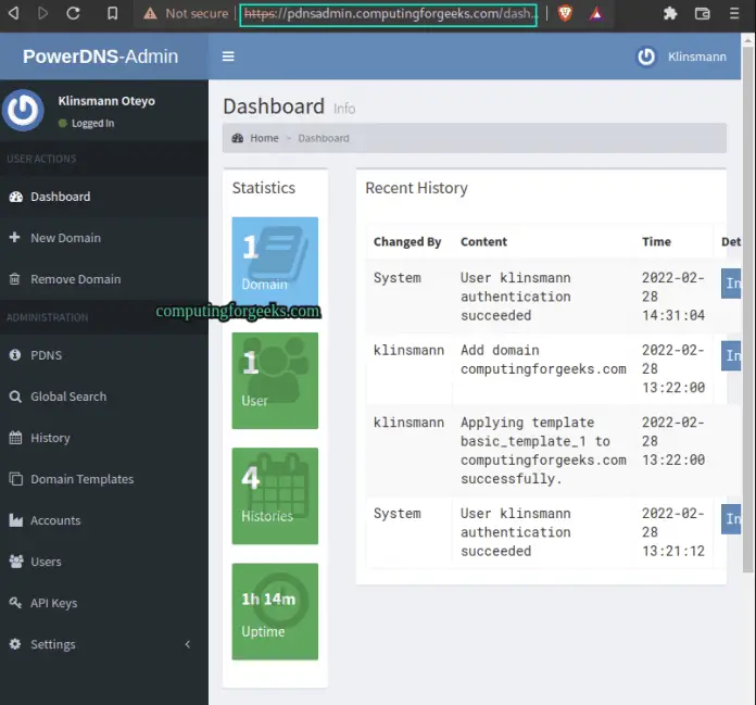 Running PowerDNS and PowerDNS Admin in Docker Containers | ComputingForGeeks