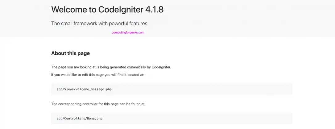 Install CodeIgniter 4 PHP Framework on Ubuntu 22.04|20.04|18.04 | ComputingForGeeks