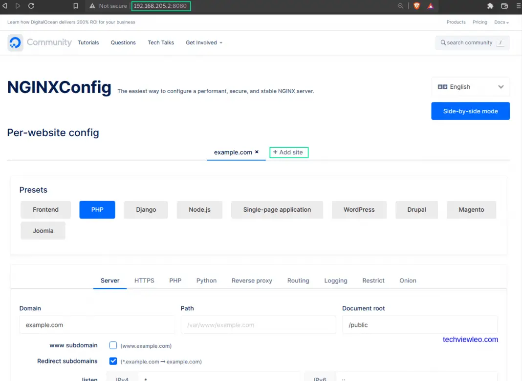 Easily generate Nginx configuration files using NGINXConfig | ComputingForGeeks