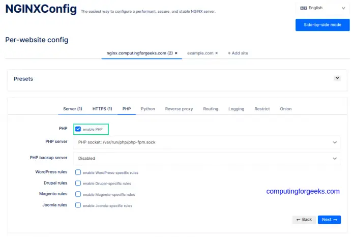 Easily Generate Nginx Configuration Files Using Nginxconfig