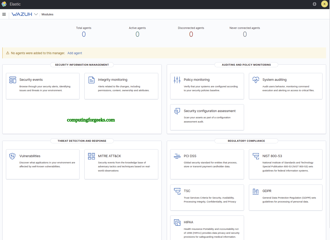 Run Wazuh Server in Docker Container using Compose | ComputingForGeeks