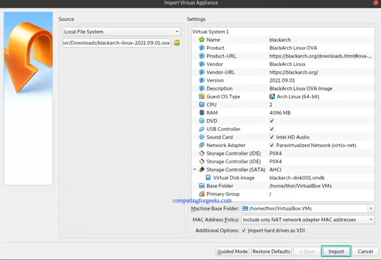 Install BlackArch Linux on VirtualBox or VMWare using OVA ...