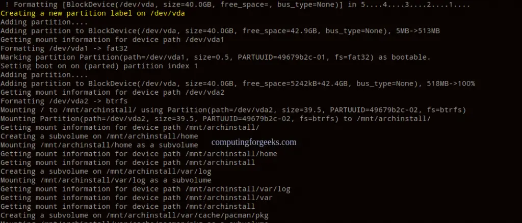 How To Install Arch Linux using Arch Linux installer | ComputingForGeeks