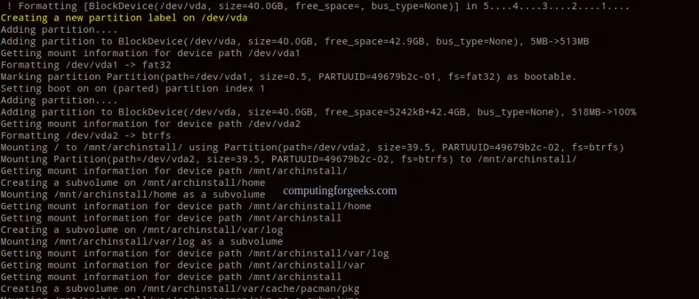 How To Install Arch Linux using Arch Linux installer | ComputingForGeeks