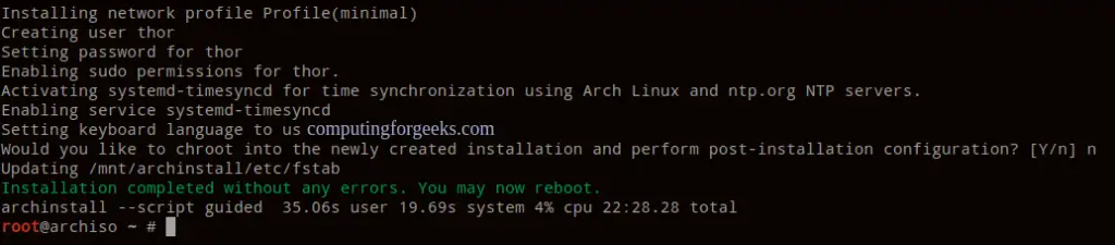 How To Install Arch Linux using Arch Linux installer | ComputingForGeeks