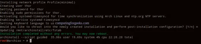 How To Install Arch Linux using Arch Linux installer | ComputingForGeeks