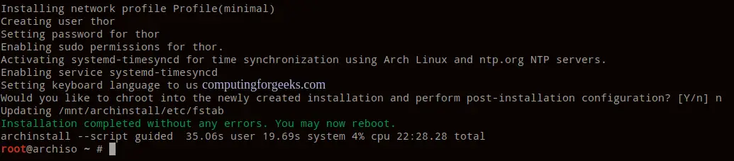 How To Install Arch Linux using Arch Linux installer | ComputingForGeeks