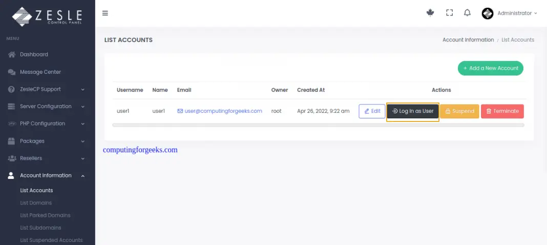 Install ZesleCP Control Panel on CentOS 7 / Ubuntu 20.04 | ComputingForGeeks