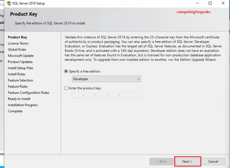Install SQL Server 2019 Developer on Windows Server 2022 | ComputingForGeeks