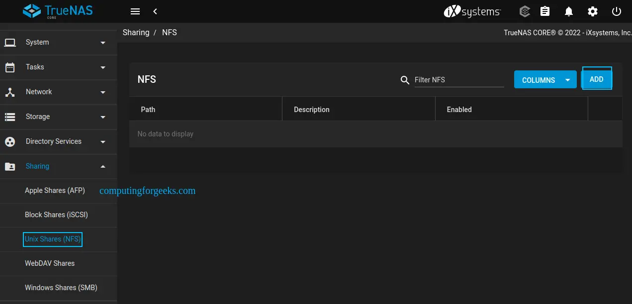 Configure Samba / NFS / WebDAV Shares on TrueNAS | ComputingForGeeks