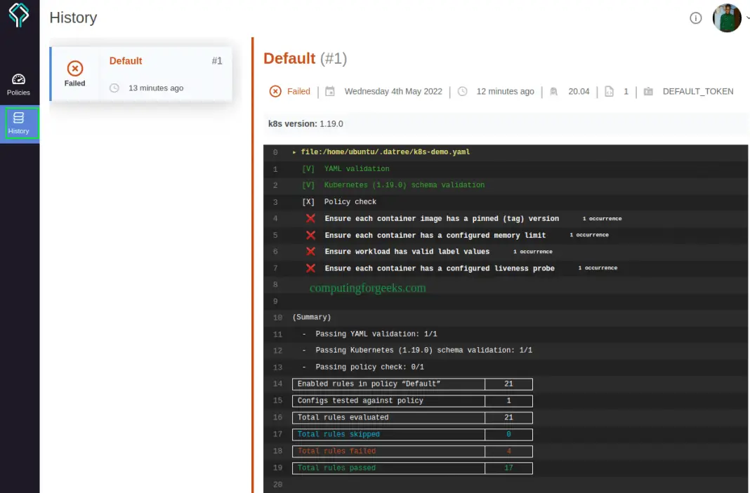 Perform Security Checks On Kubernetes Using Datree Computingforgeeks