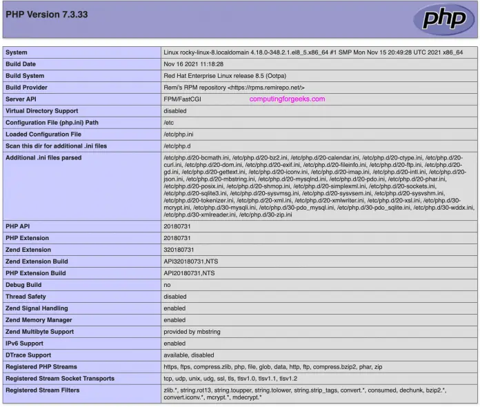 Install PHP 7.3 / PHP 7.3-FPM on RHEL 8 | CentOS 8 | ComputingForGeeks