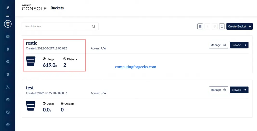 Backup Linux System to Minio S3 and SFTP using Restic | ComputingForGeeks