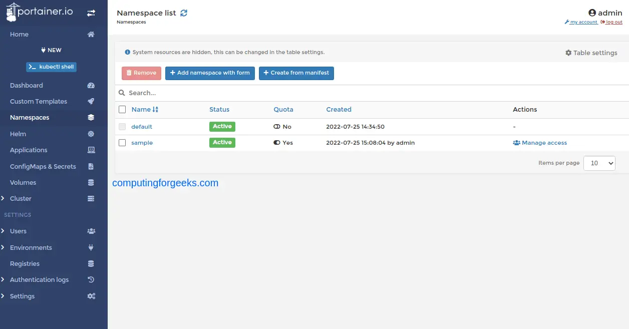 How To Manage Kubernetes Cluster Using Portainer Dashboard Computingforgeeks
