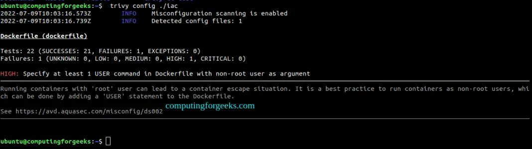 Scan for Docker Image and Git vulnerabilities using Trivy | ComputingForGeeks